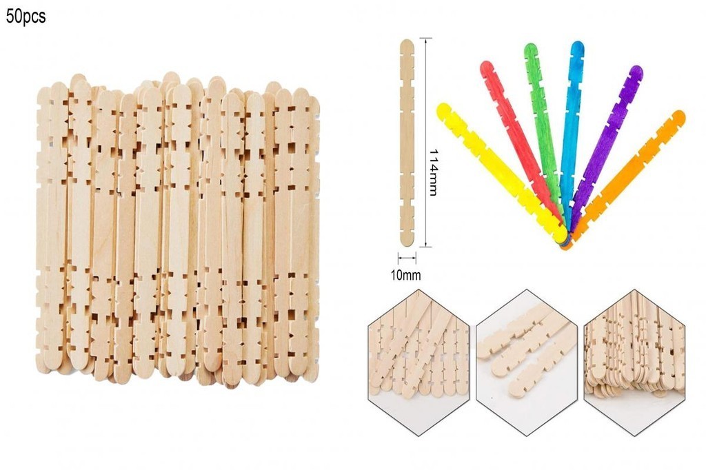 SIM| 50Pcs/Set Creative Handicraft Making Ice Cream Stick DIY Natural ...