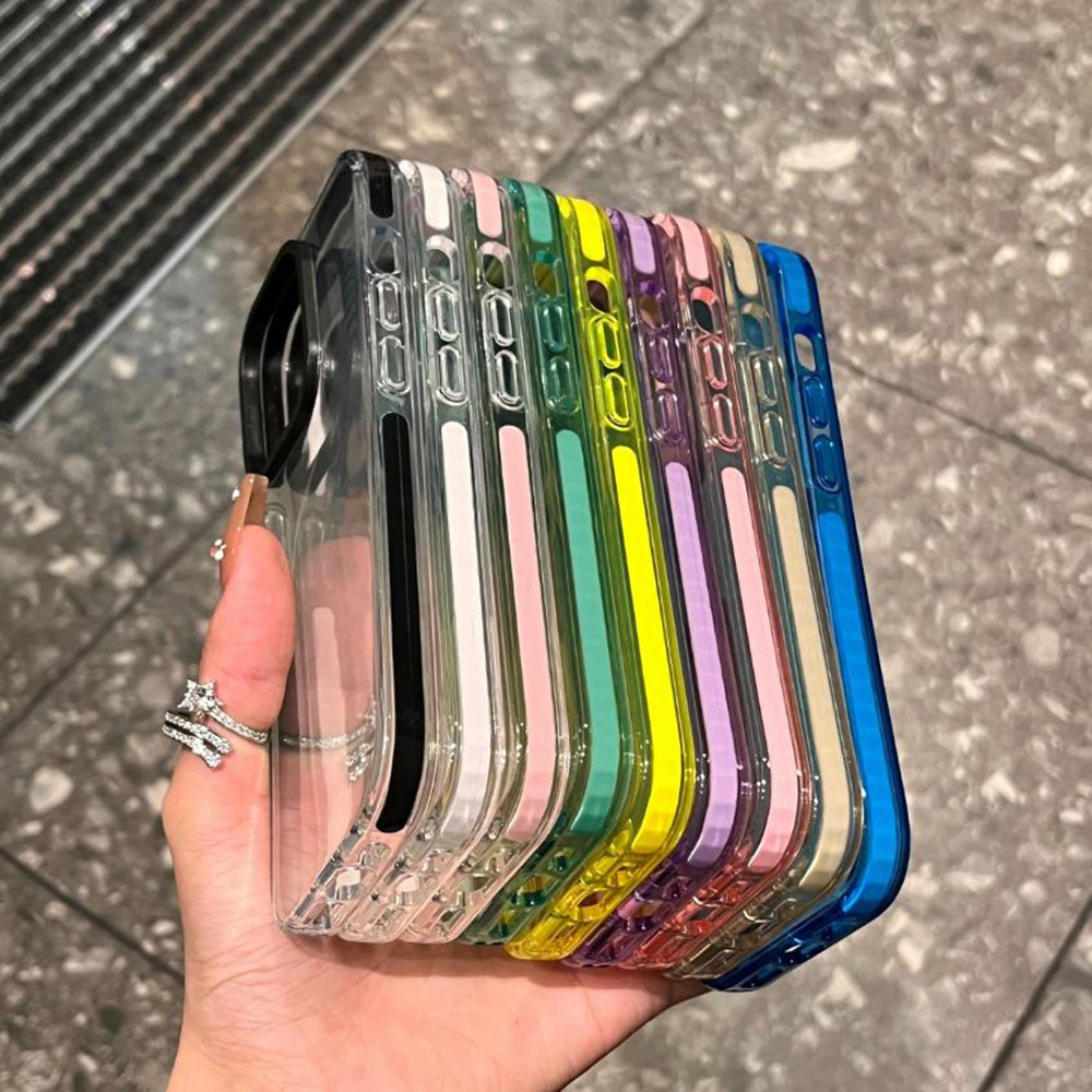 Yellow Colored Edge Phone Case For iPhone 15 Pro Max 15 Pro 15 14 13 12 ...