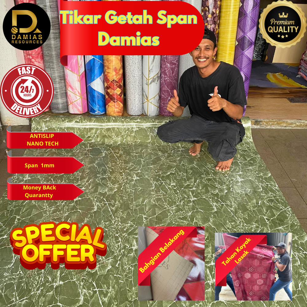 Damias Top New Ekslusive Tikar Getah Span 1 Roll 15 MeterX1.83 Meter ...