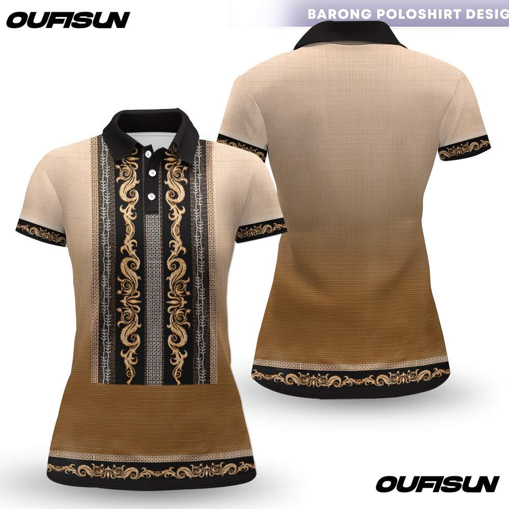 2025 Ethnic Style Polo Shirt For Women's Retro Pattern Short-Sleeved ...