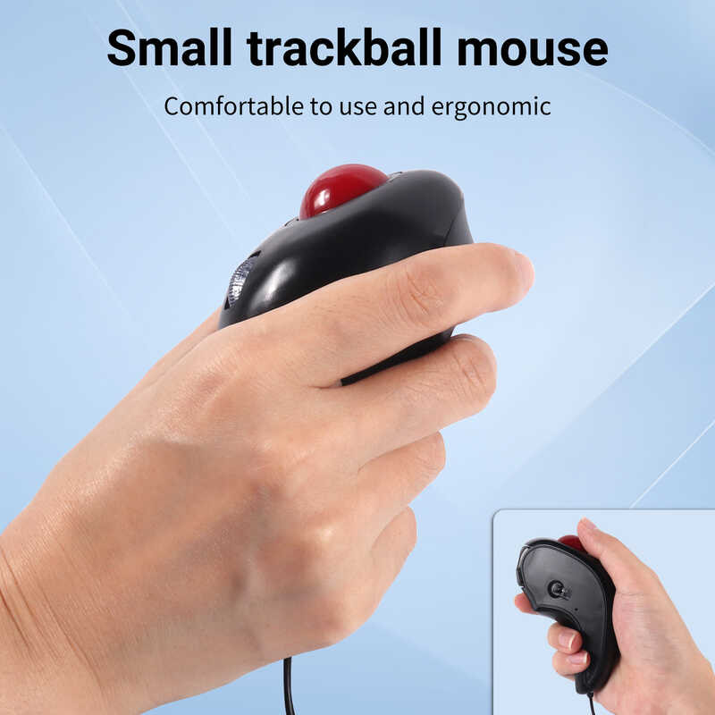 New Wired Track Mouse Thumb-Controlled Handheld Wireless Mice Portable ...