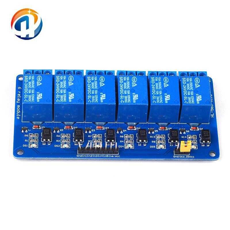 6-way 24V relay module expansion board with optocoupler isolation LED ...