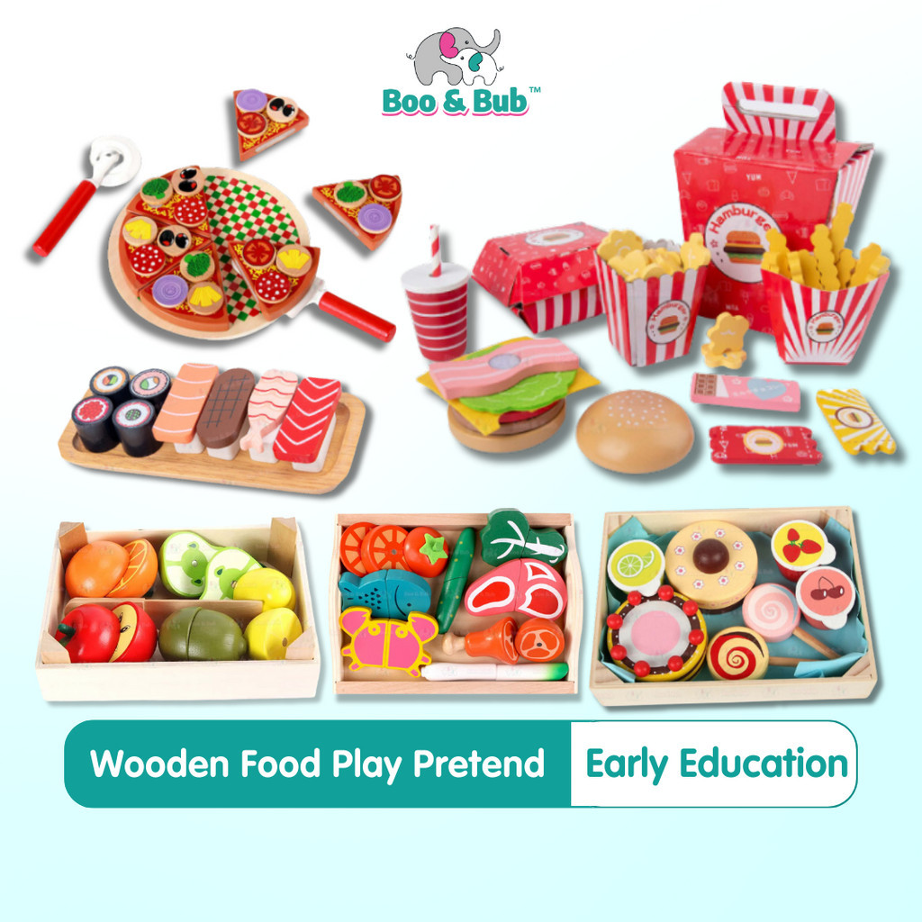 Boo&Bub Kids Wooden Kitchen toys Pretend Play Kitchen Playset Wooden ...