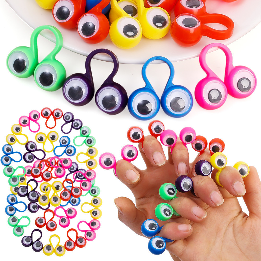 Random Colors Creative Wiggly Eye Finger Puppets Set Eye on Rings ...