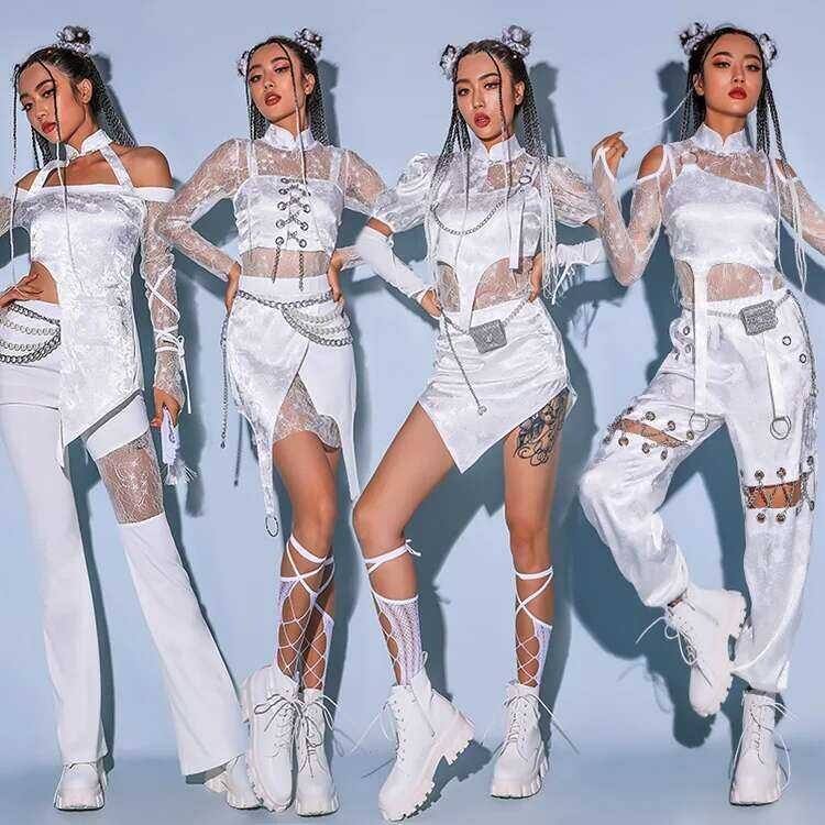 LY New Style Jazz Dance Suit y White Lace G Dancer Outfit Hip Hop ...