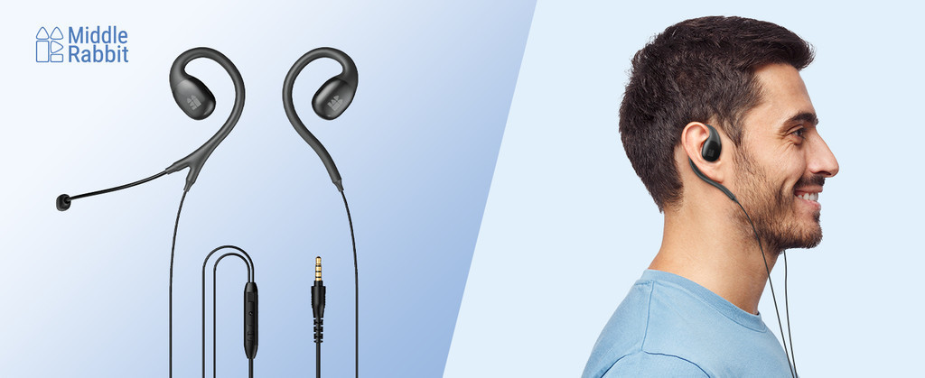 Middle Rabbit S6 Wired Open Ear Earbuds Earphones with Microphone Boom ...