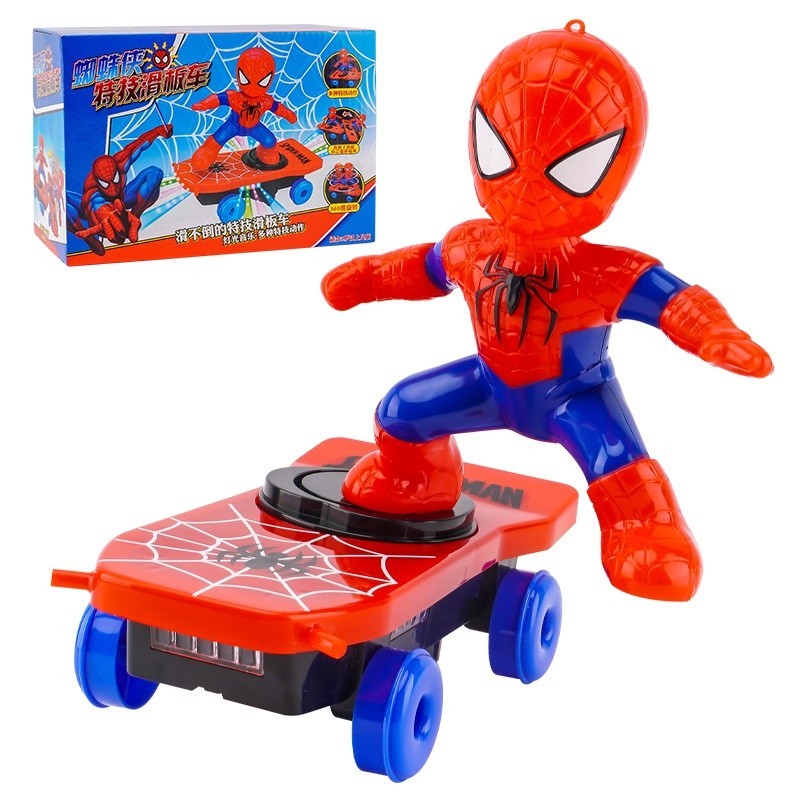 21CM Spiderman Toys For Kids Across The Spider Car Music Led Light ...