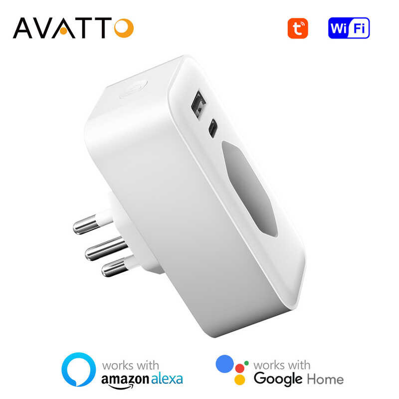 AVATTO Brazil Stand Wifi Smart Power Plug,Tuya Socket Na May USB Type-C ...