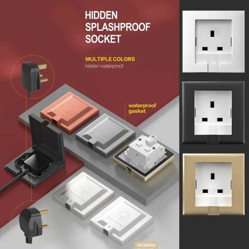 UK Plug 13A Embedded Socket Panel, Hidden Wall 220V Electrical Socket ...