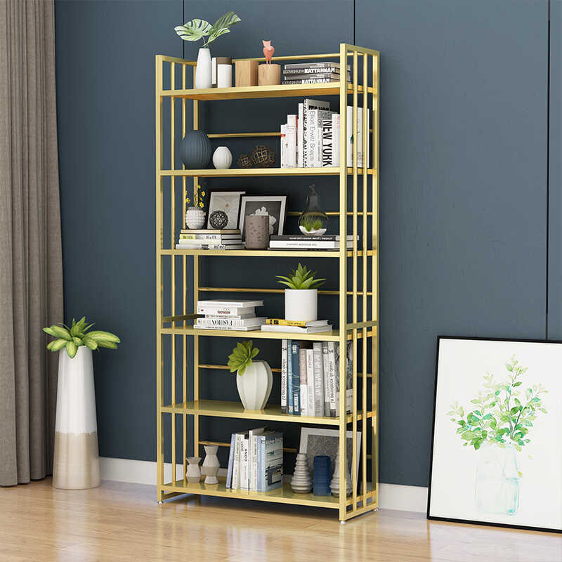 Iron bookshelf, living room simple bookshelf, floor standing shelf ...