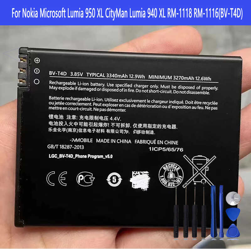 Bv-T4d Battery For Nokia Microsoft 950 Cityman Lumia 940 XL Rm-1118 Rm ...