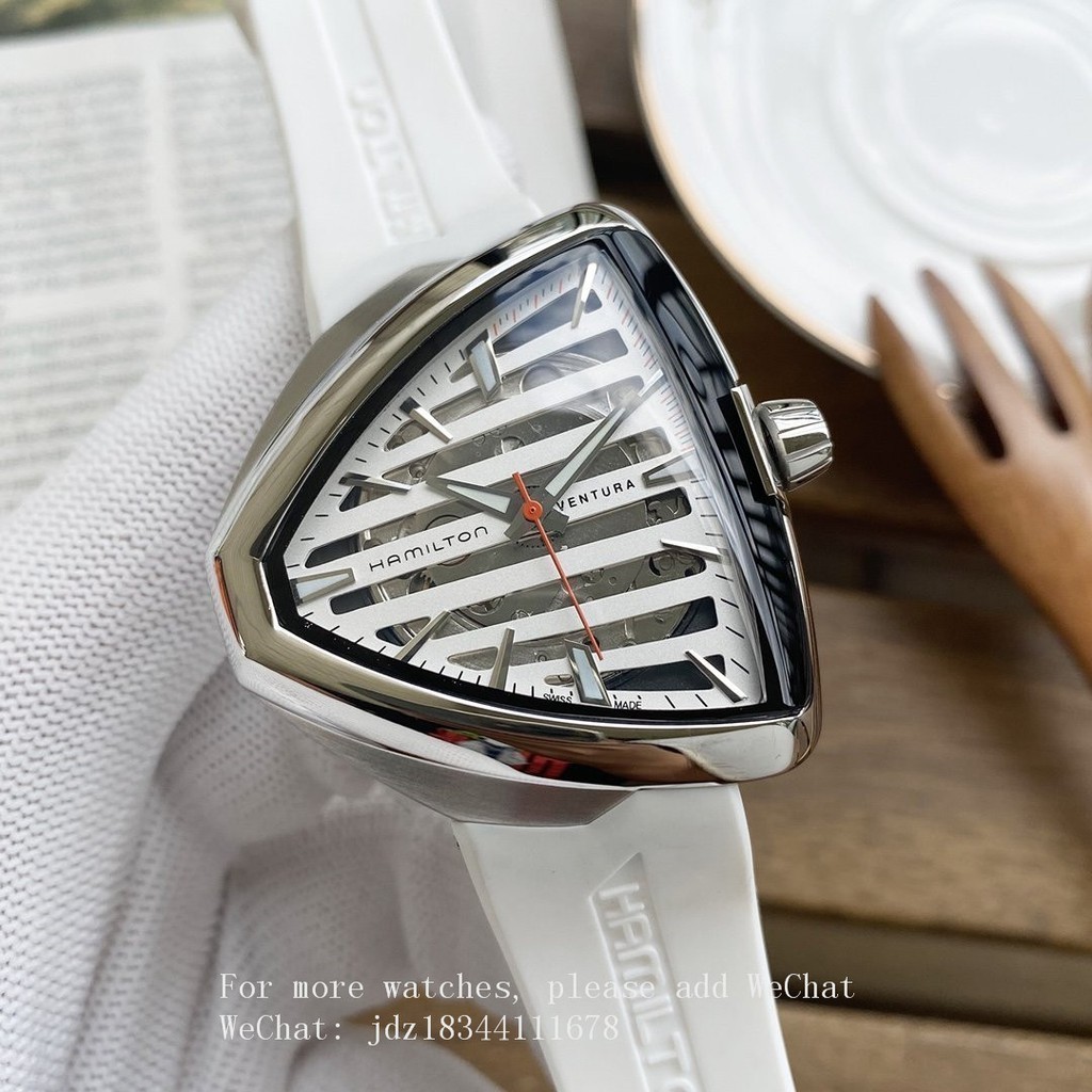 Hamilton 80th Anniversary New Triangle Watch Natural Rubber Waterproof ...