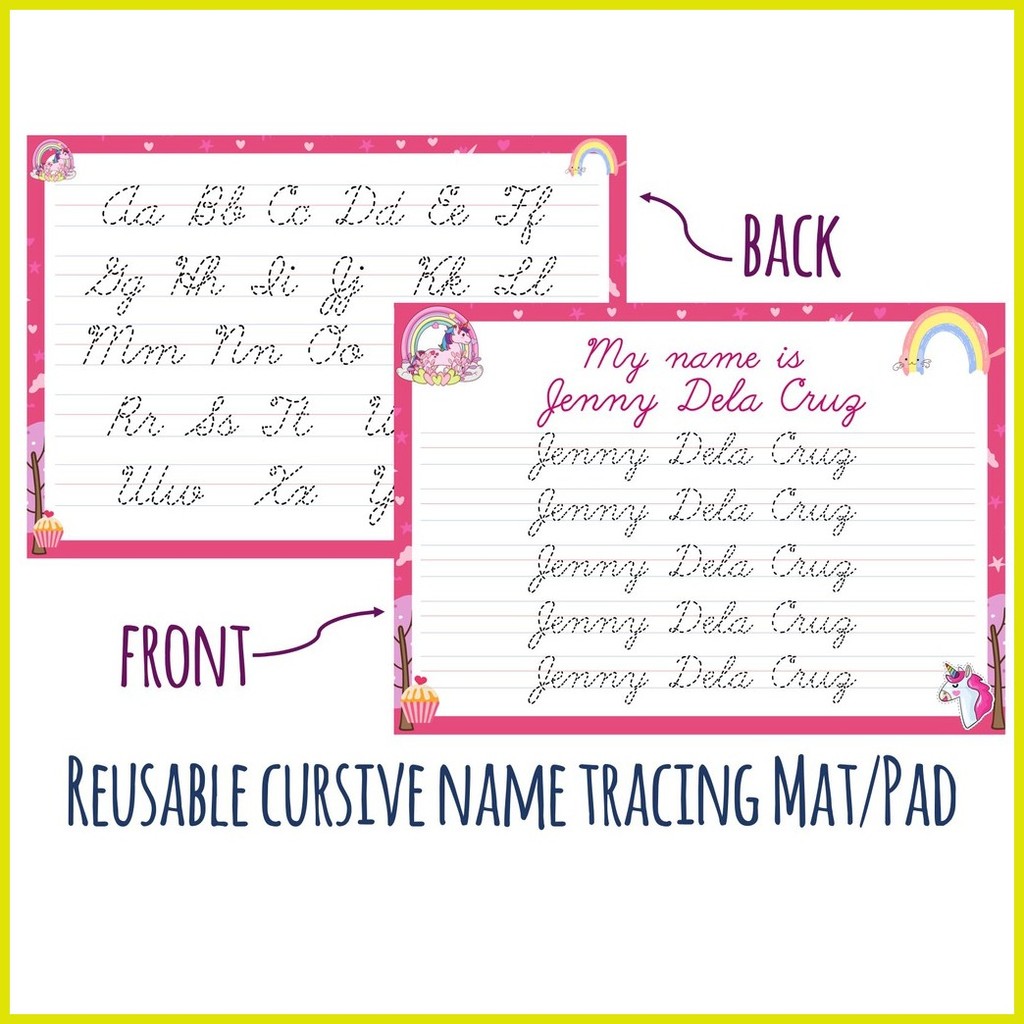 ♠ Cursive Name and Alphabet Tracing Mat/ Laminated 250 microns thick A4 ...