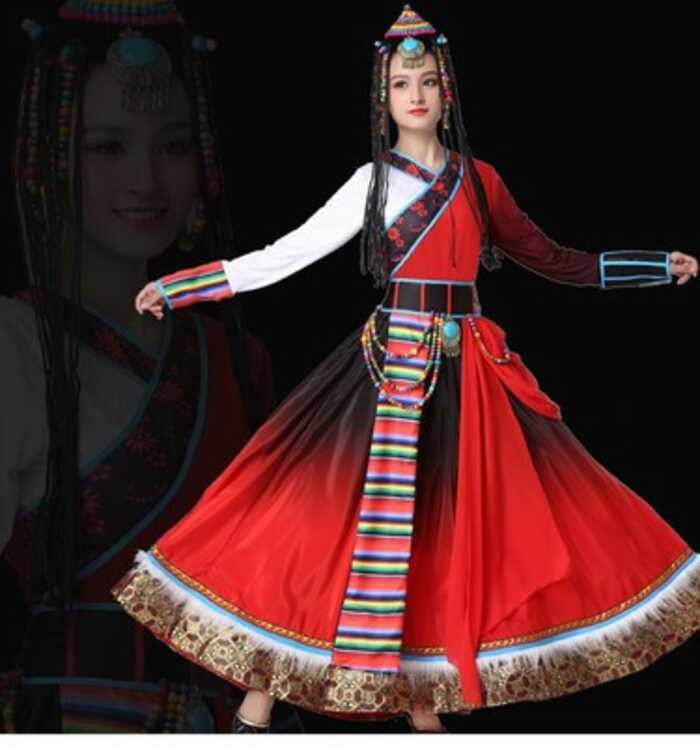 Tibetan New Style Dance Table Performance Costumes For Women, Ethnic Minority Costumes, And ...