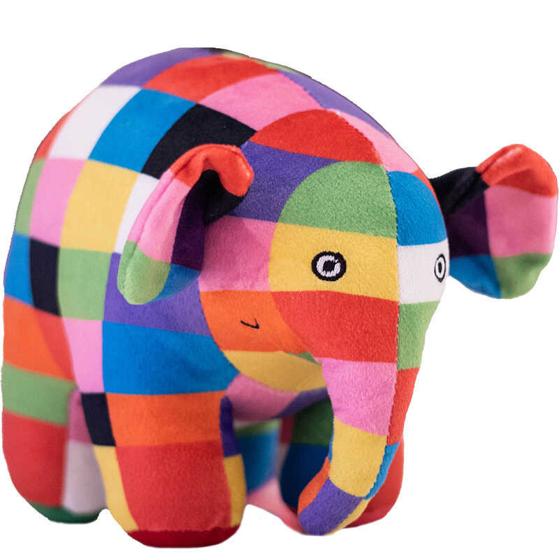 Kawaii Anime Elmer The Elephant Figure Plush Doll Cute Cartoon Plaid ...