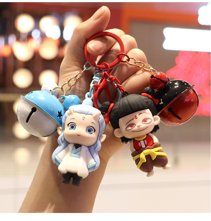New Nezha's Magic Boy Silica Gel Key Chain Cute Ao Bing Three ...