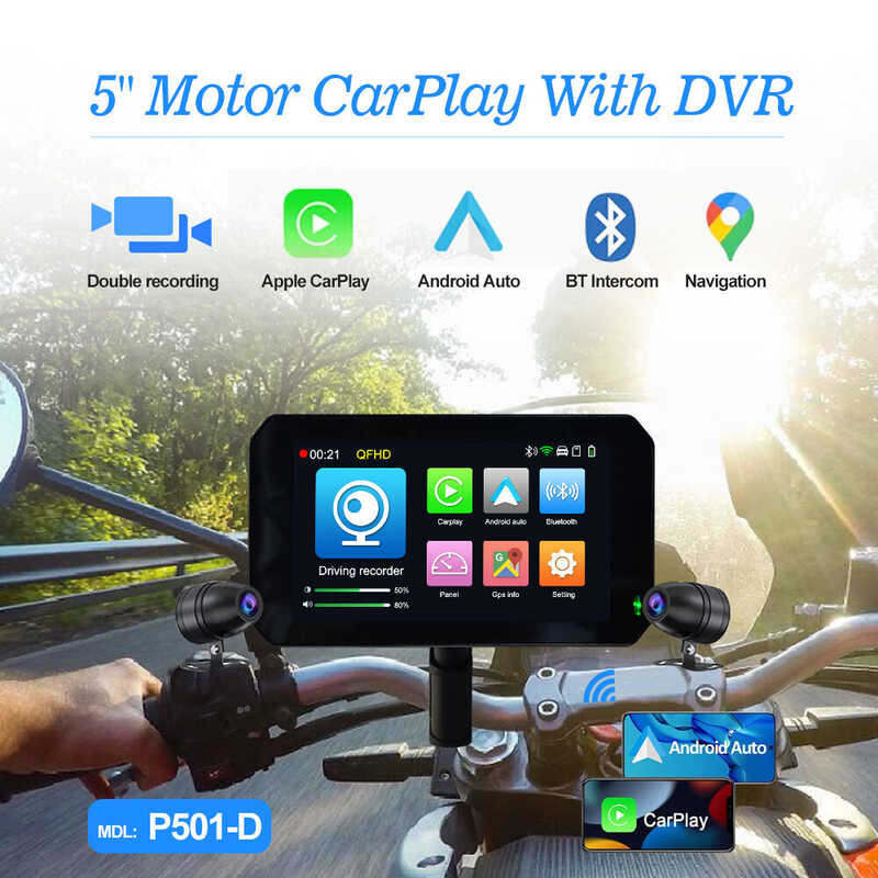 §≌ P501 Portable Motorcycle GPS Navigation With Recorder 5 Inch Screen ...