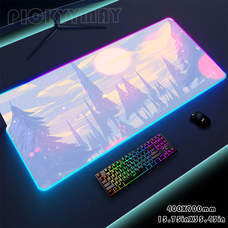 Girl Large RGB Mouse Pad Gaming Mousepad LED Mouse Mat Pink Gamer Desk ...