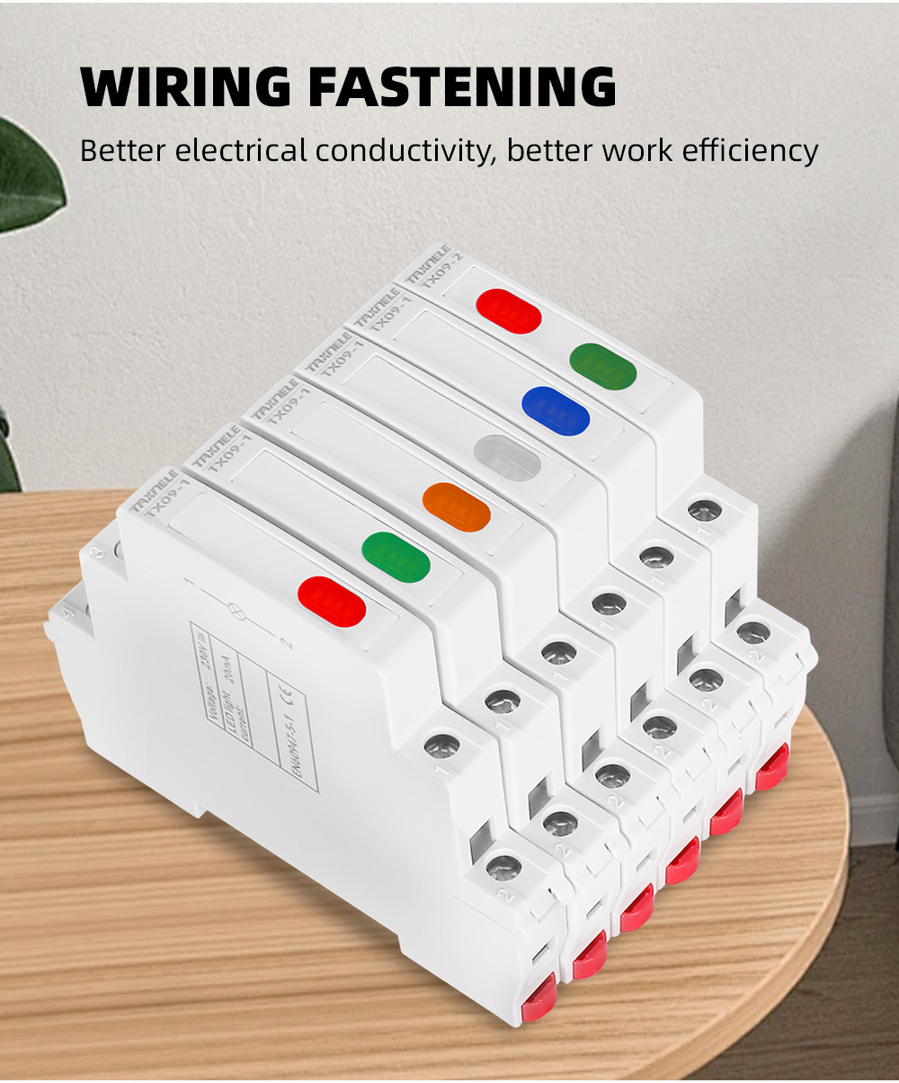 Din Rail 9mm Indicator Light AC DC 220V 230V LED Signal Lamp Pilot ...