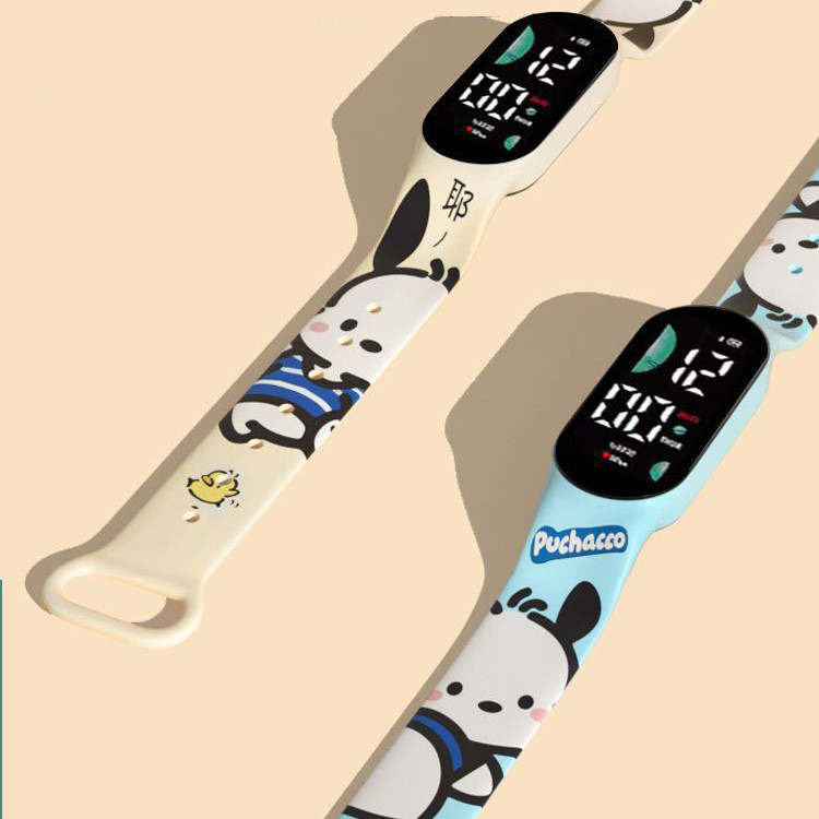 Pochacco Kids Watch Kuromi LED Light Watch Silicone Strap Dial Children ...