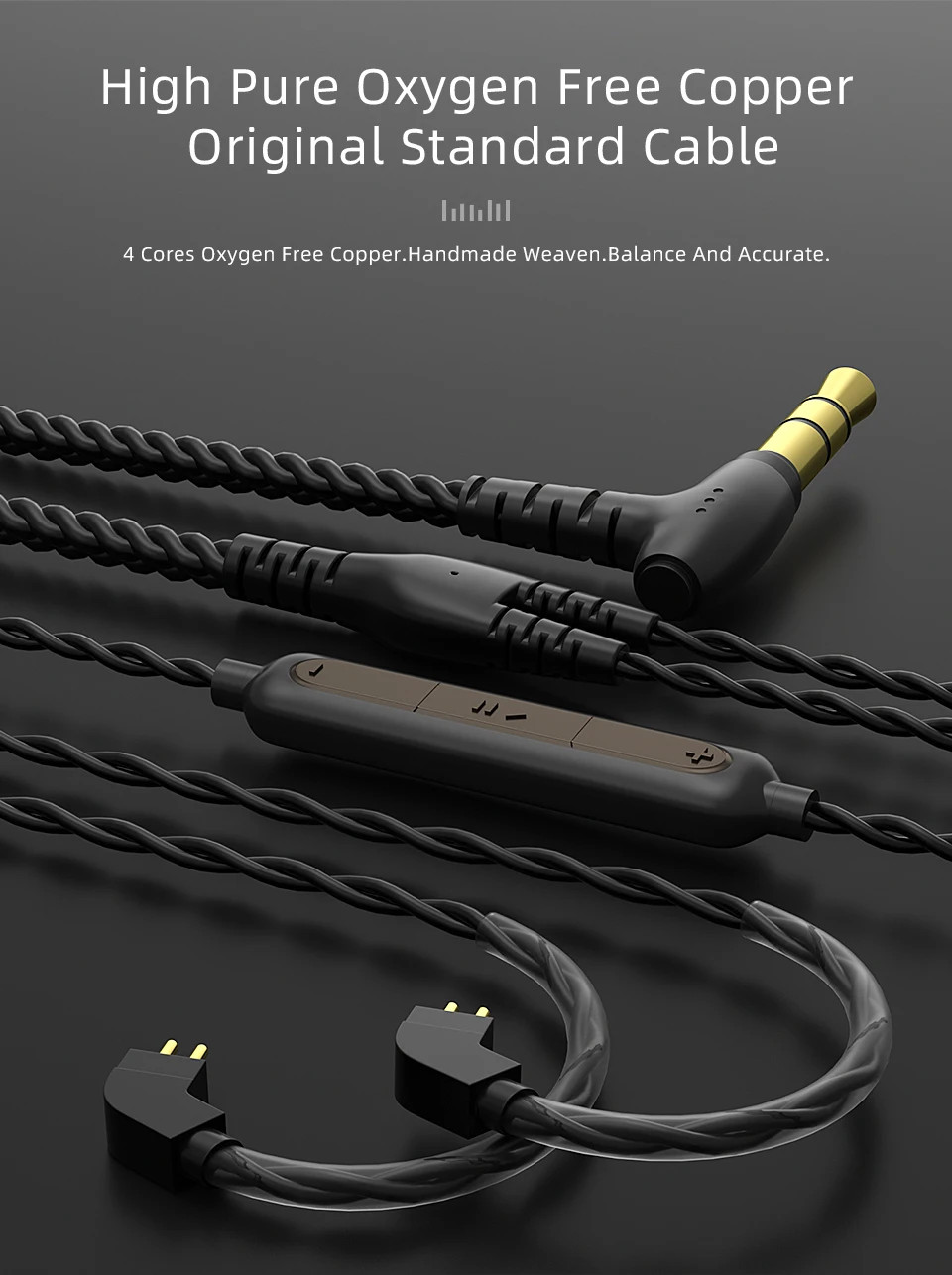 CVJ V2 4 Cord In Ear Earphones Cable IEM Wire Mic For TRN MT1 KZ ZSN ...