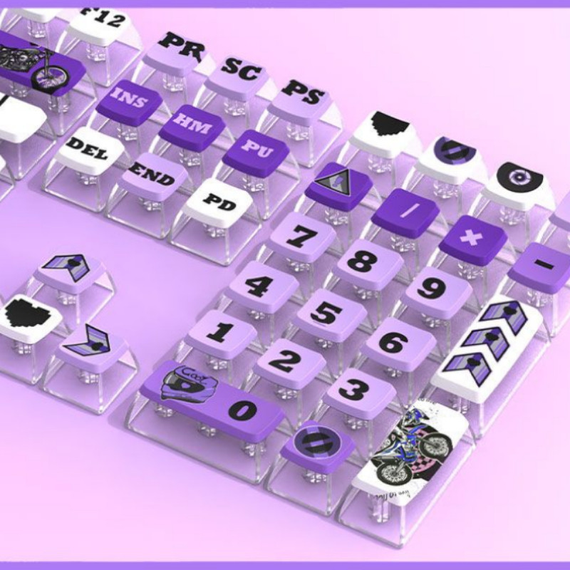 Motorcycle Purple Pudding Four Sided Translucent Keycaps 116 Keys ASA ...