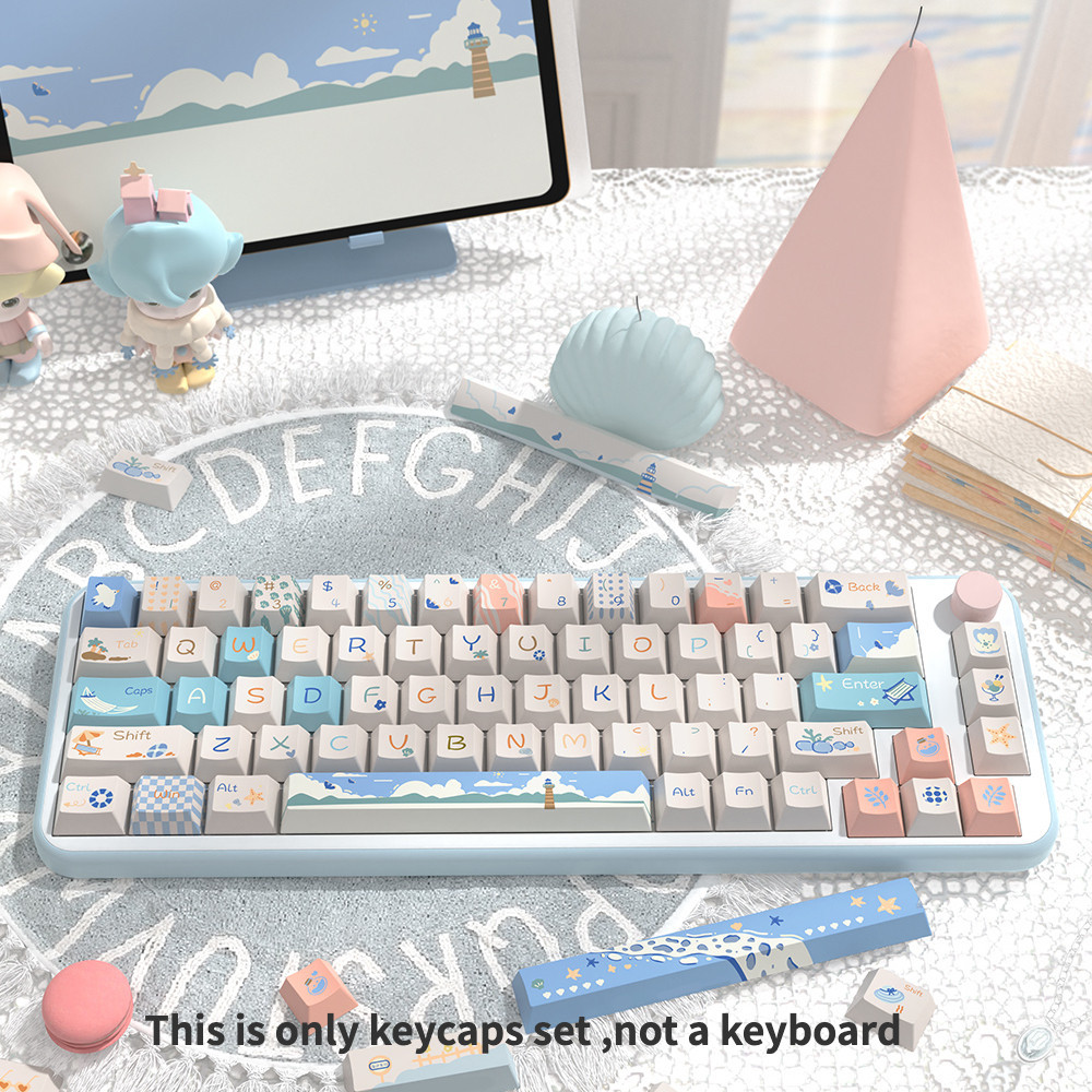 PBT Beach Summer Fresh Original Theme Keycaps SCA/Cherry Height Cute ...