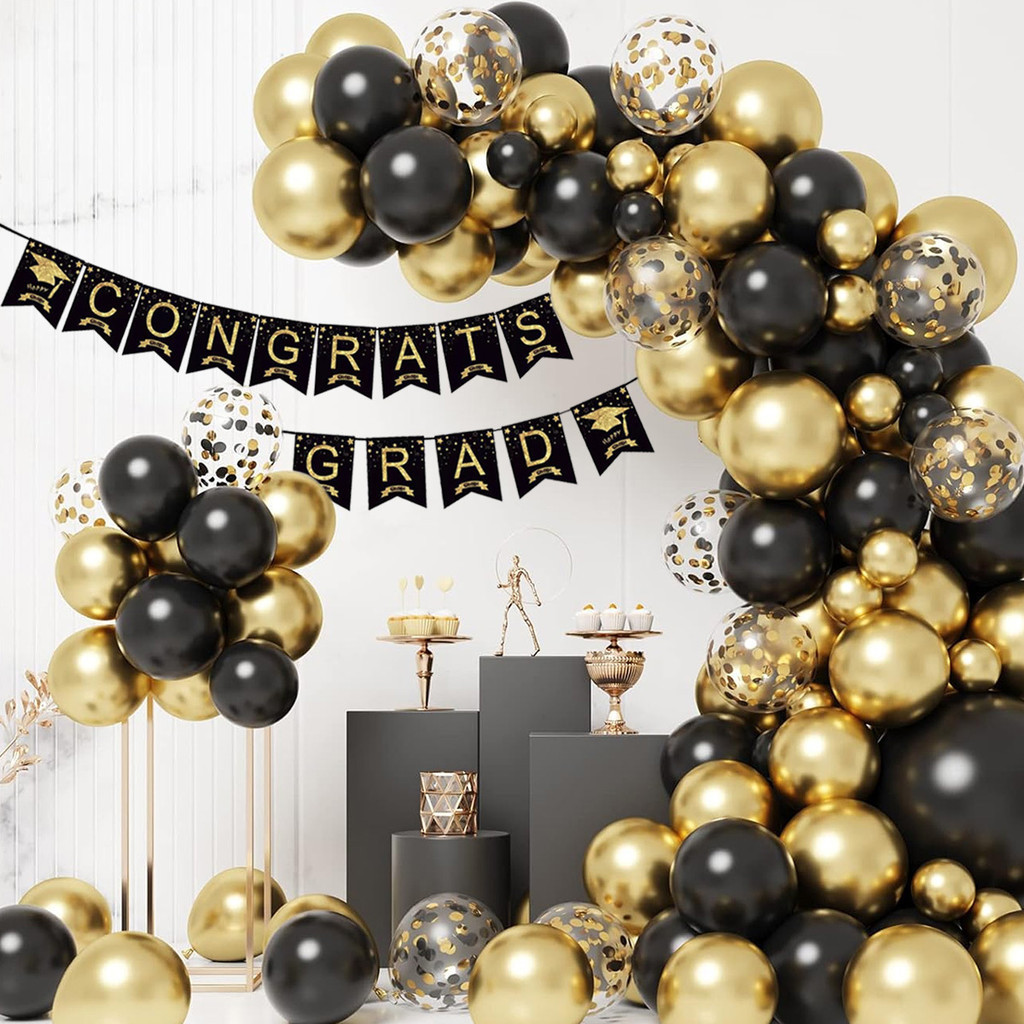 Graduation Balloons Decoration Set For Grad 2024 Black Gold Congrats ... Graduation Balloons Decoration Set For Grad 2024 Black Gold Congrats ...