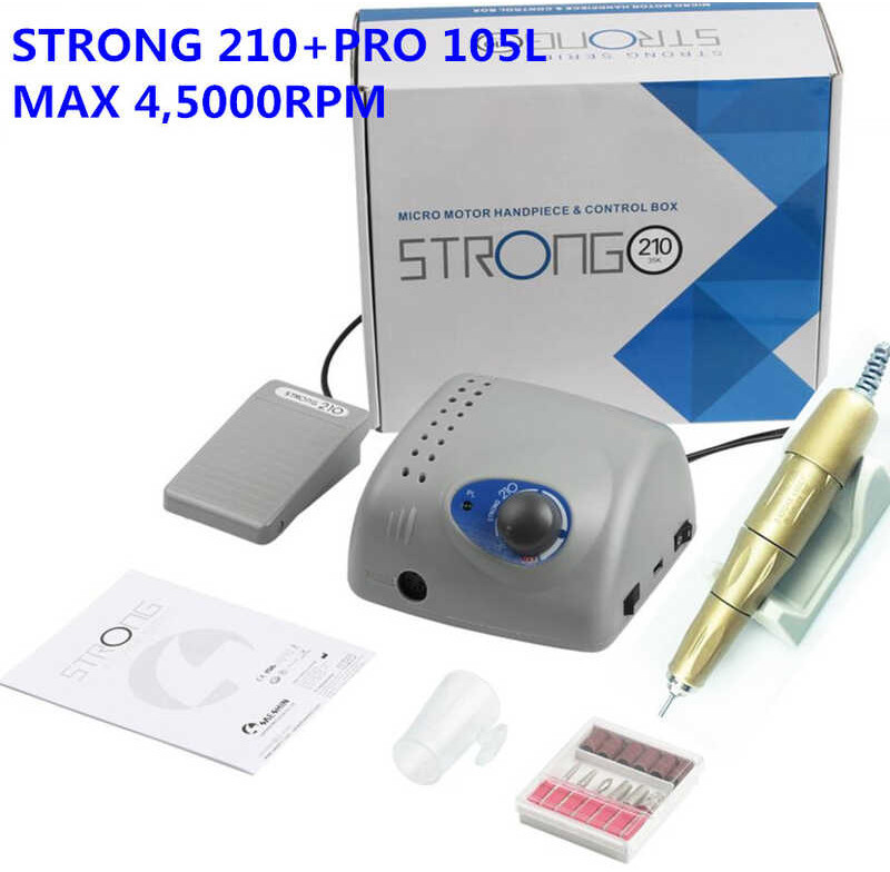 65W 45000Rpm Strong 210 GOLD Pro105l Electric Nail Drills Hine Manicure ...