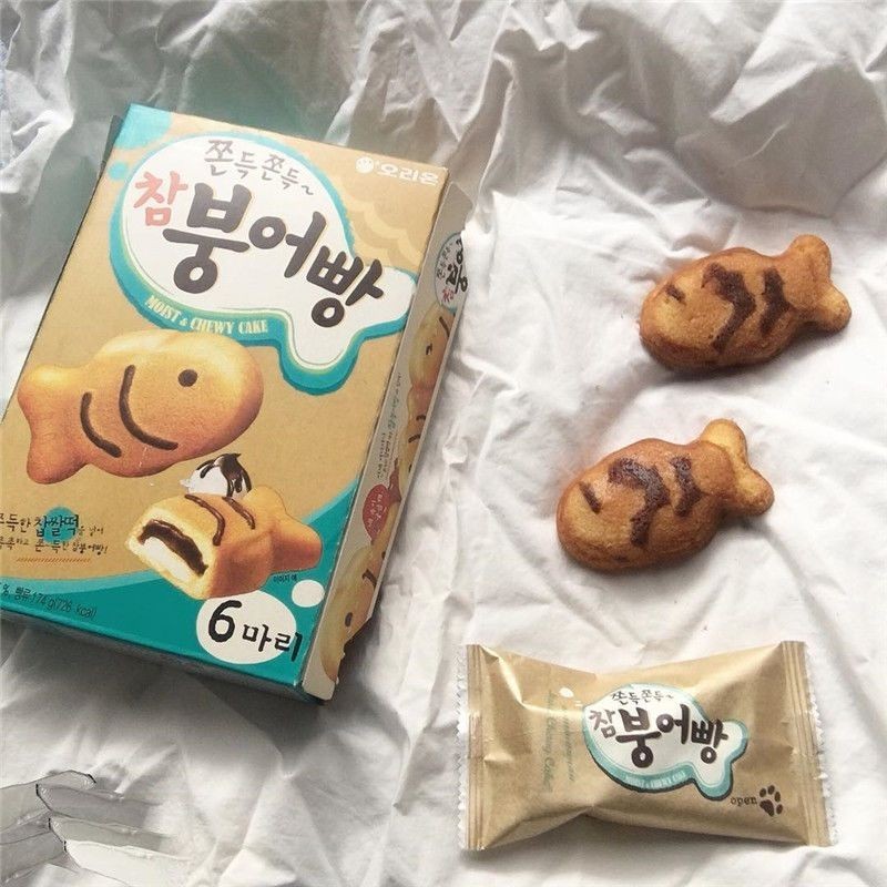 Korean Imported Snacks Orion Cute Fish Chocolate Red Bean Glutinous ...