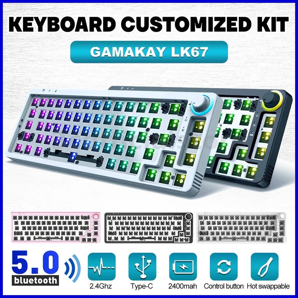 GamaKay LK67 Gaming Keyboard 67 Keys RGB Hot Swappable 65% Keyboard ...