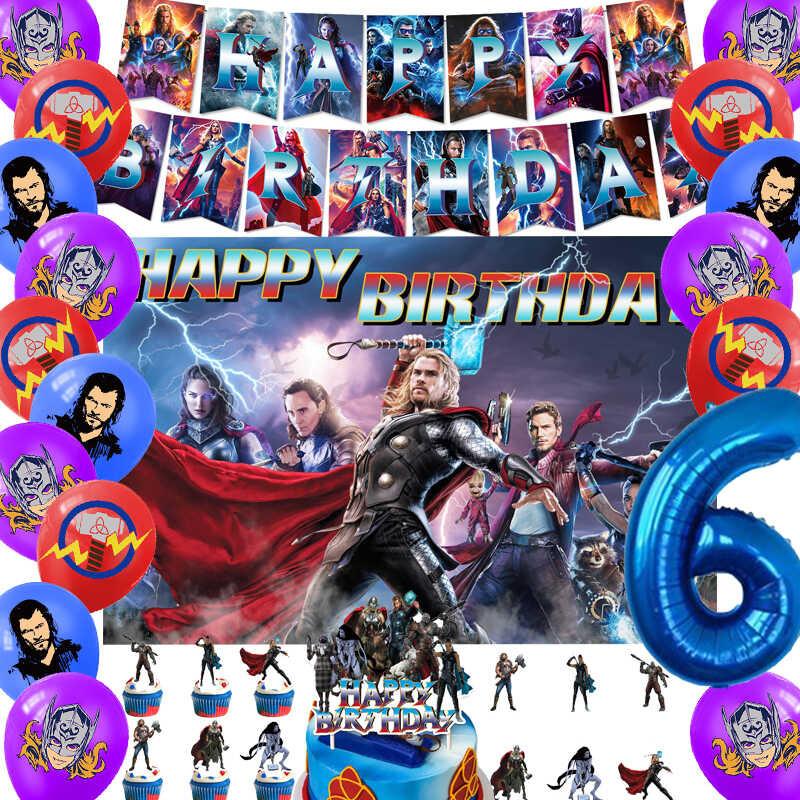 LY Hero Theme Thor Birthday Party Decoration Thorl Balloon Backdrop ...