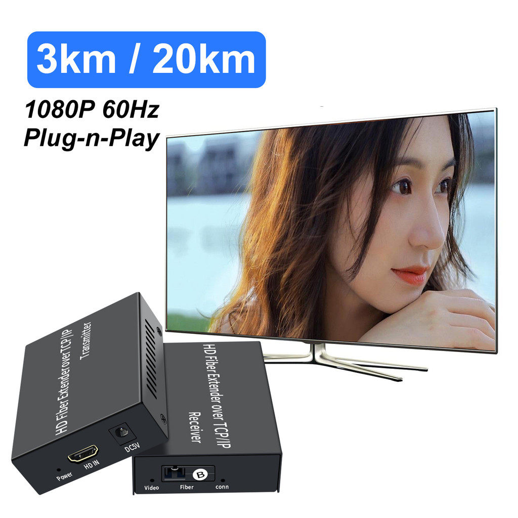 3Km 20Km HDMI Fiber Optical Cable Extender Transceiver Over TCP/IP ...