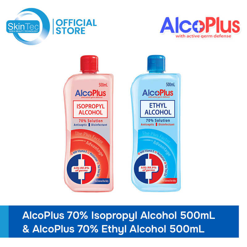 AlcoPlus Red 70% Isopropyl Alcohol (500ml) + Alcoplus Blue 70% Ethyl ...