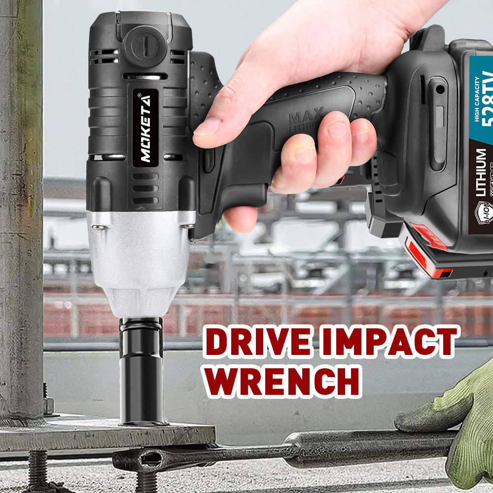 Moketa Electric Impact Wrench Cordless Brushless Ratchet Driver With 2 Batteries Screwdriver ...