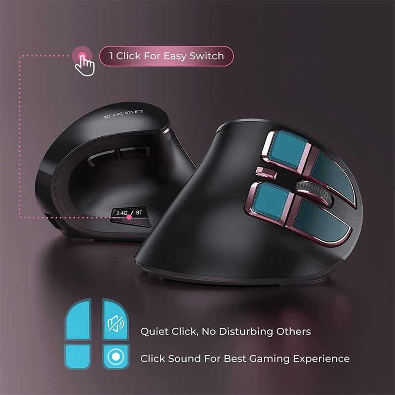 Ergonomic Mouse Wireless Vertical Mouse Rechargeable Optical Mice For ...