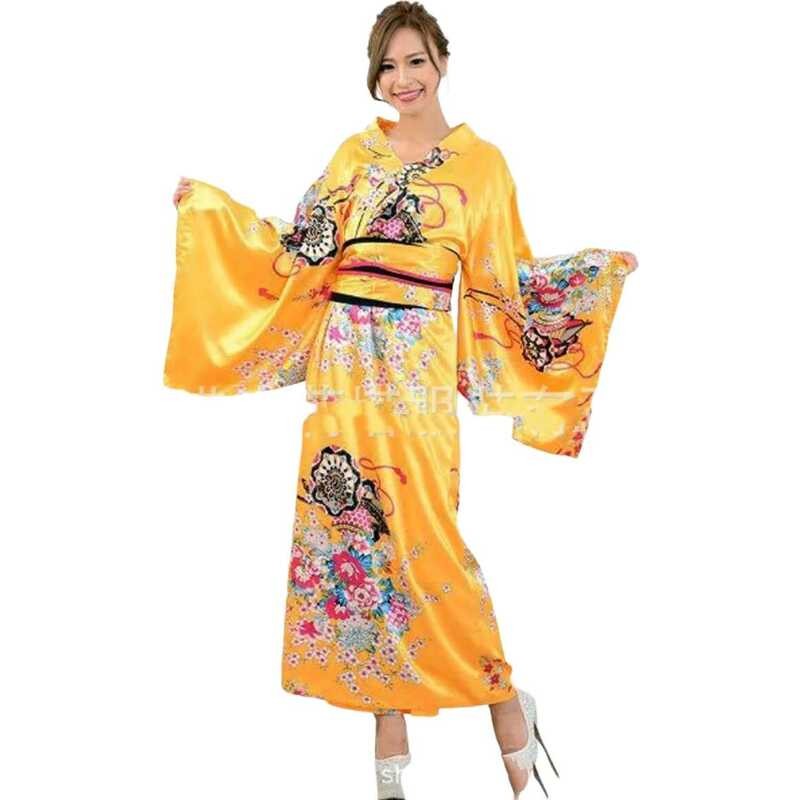 LY Japanese Traditional Yukata Kimono With Obi Vintage Women Evening ...