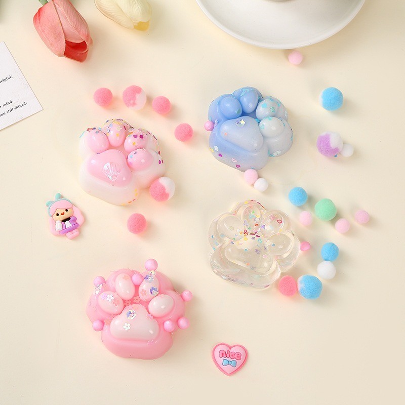 Pearl Cat Paw Mochi Taba Squishy Toy Fidget Toy Glitter Cat Paw ...