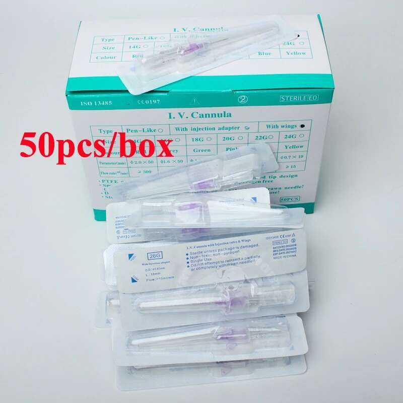 Intravenous IV Cannula Injection Catheter With Wings 22G 24G 26G ...