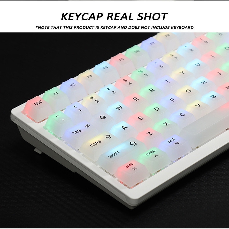 122 Keys Milky White Matte Keycaps Frosted Fog Transparent PC ABS ...