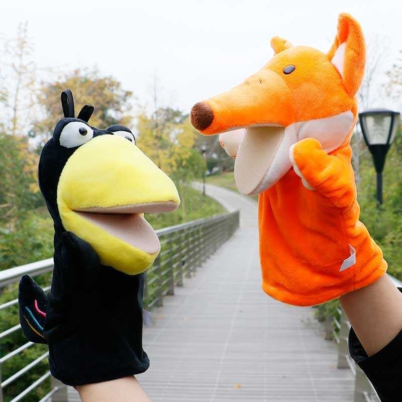 Fox Crow Hand Puppet Story Dolls Cartoon Soft Stuffed Plush Animals ...