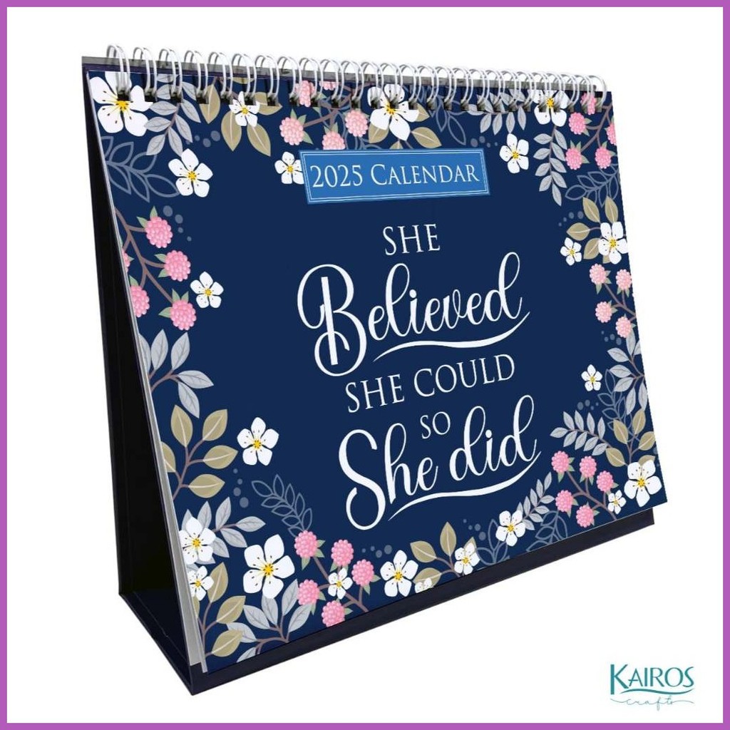 ۞ ☂ Desk Calendar 2025, Christian Design with Bible Verse, Office Table ...