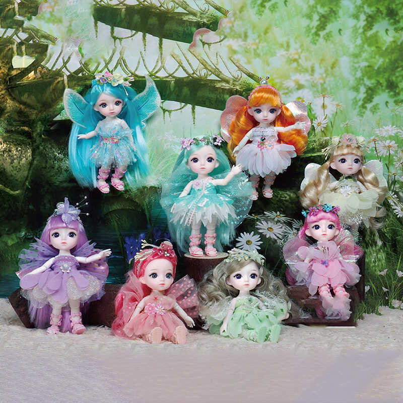 Bjd Doll 16Cm Maganda Flower Fairy Wing Princess Clothes Girls Dolls 3D ...