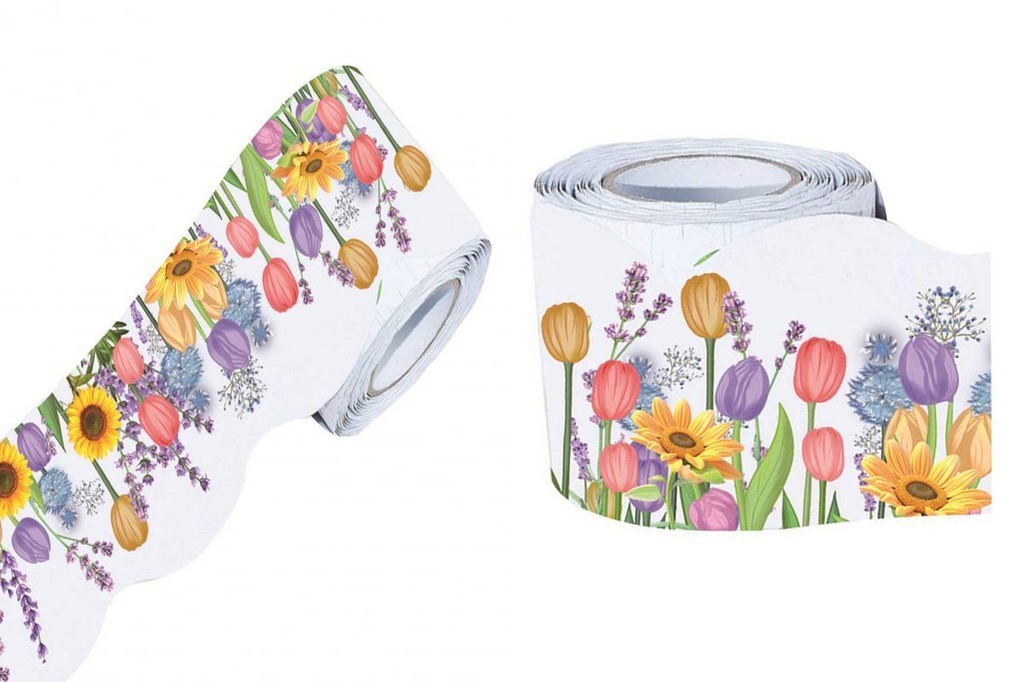 Decorative Paper Adhesive Paper Beautiful Tulip Flower Bulletin Border ...