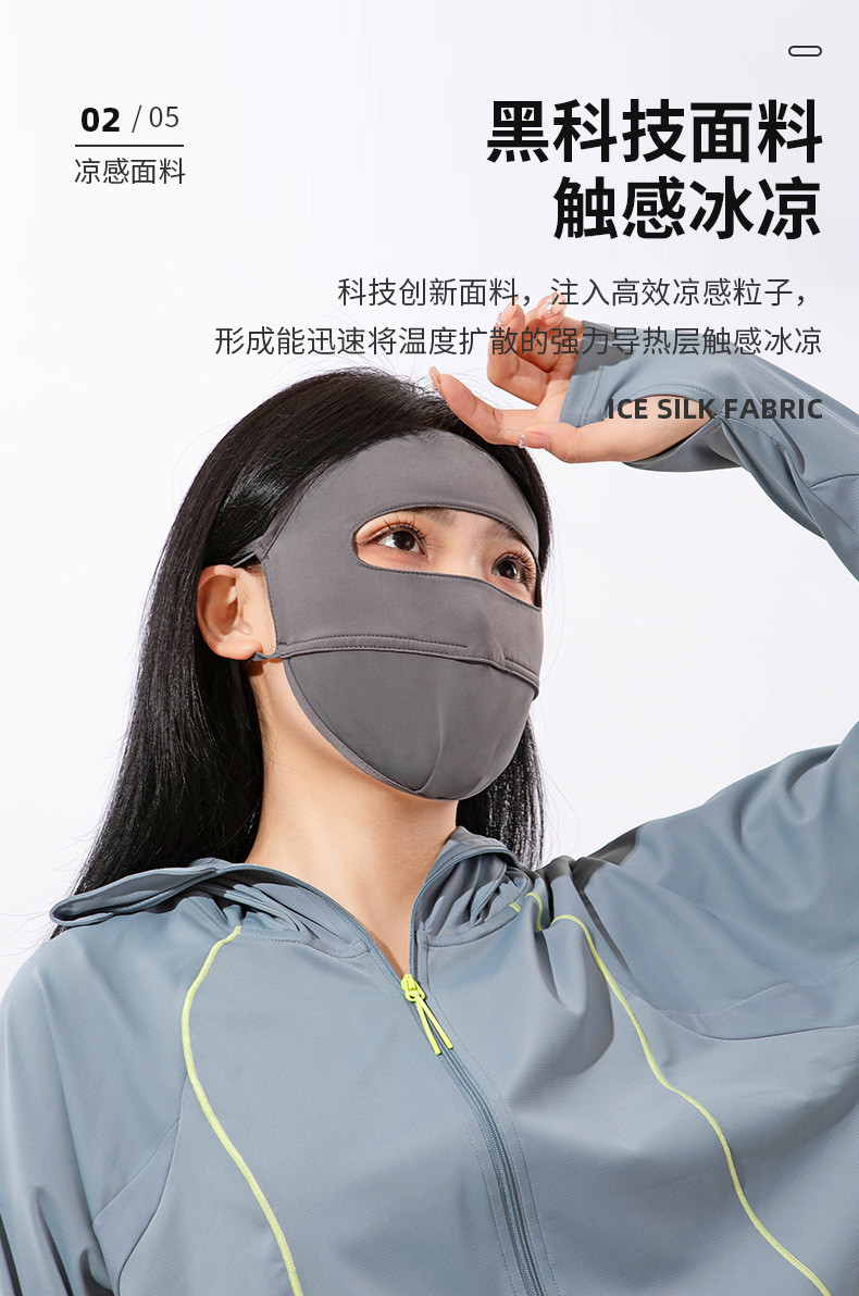 Ice Silk sunscreen UV face mask, cold vision 5D anti UV UPF50 facelift ...