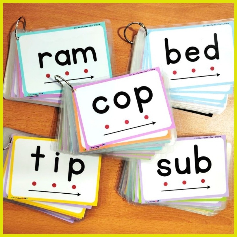 ☃ CVC Word Families Flashcards Laminated for Teachers, Kindergarten ...