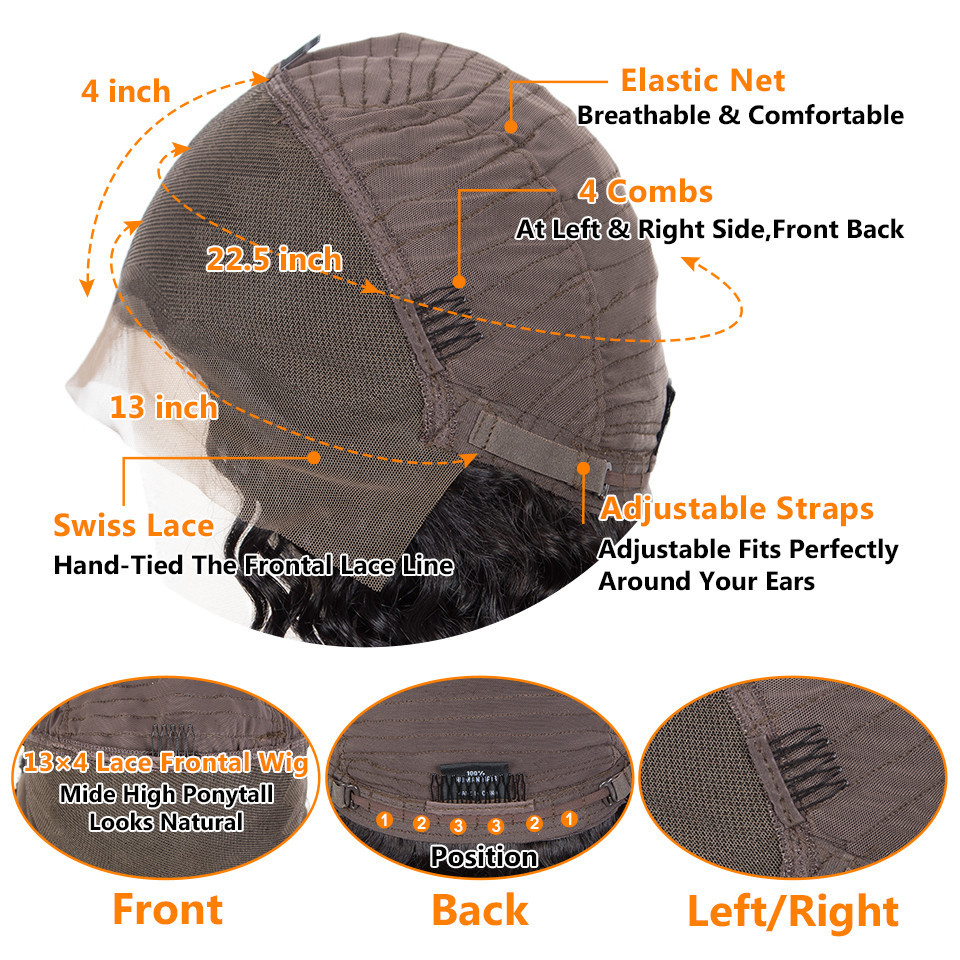 RAISING 180D Glueless Straight Lace Front Human Hair Wigs Pre Plucked ...