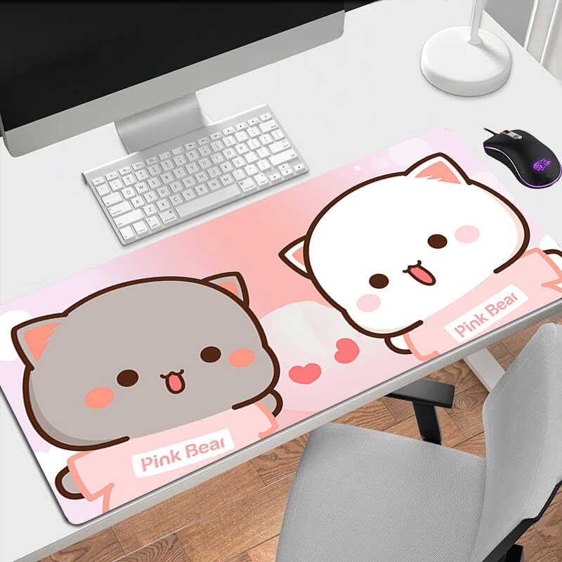Mousepad Gamer Keyboard Pad for Computer Mouse Peach Mochi Cat Gaming ...