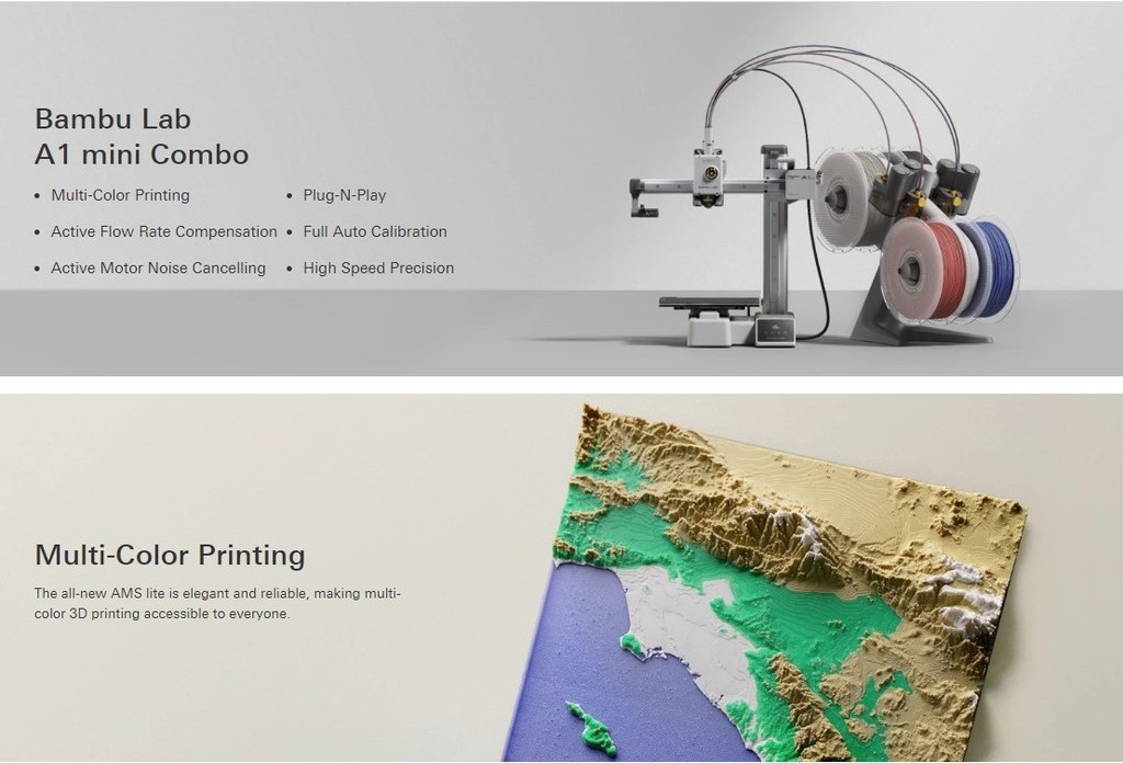 Bambu Lab A1 Mini and A1 Mini Combo 4-Color Printing with AMS lite ...