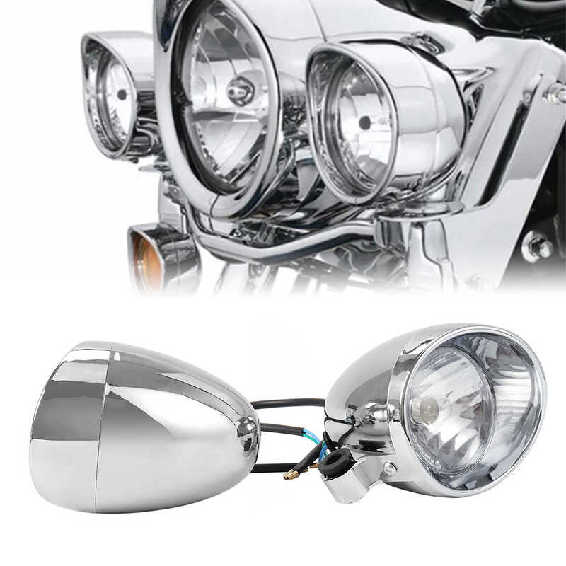 Pair Universal 12V Front Motorcycle Headlight Passing Fog Light Lamp ...